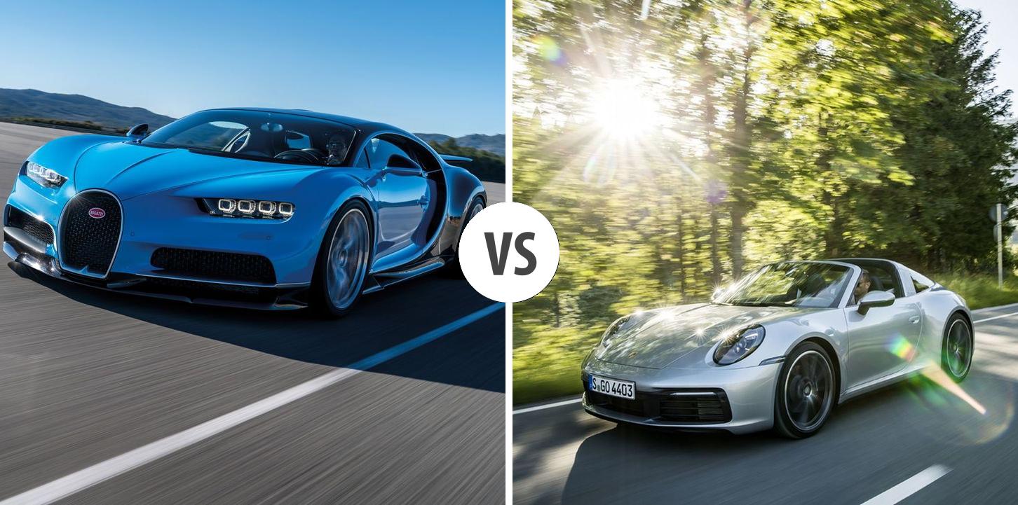 Bugatti Chiron VS Porsche 911 Targa Autovergleich | AUTOGOTT.AT