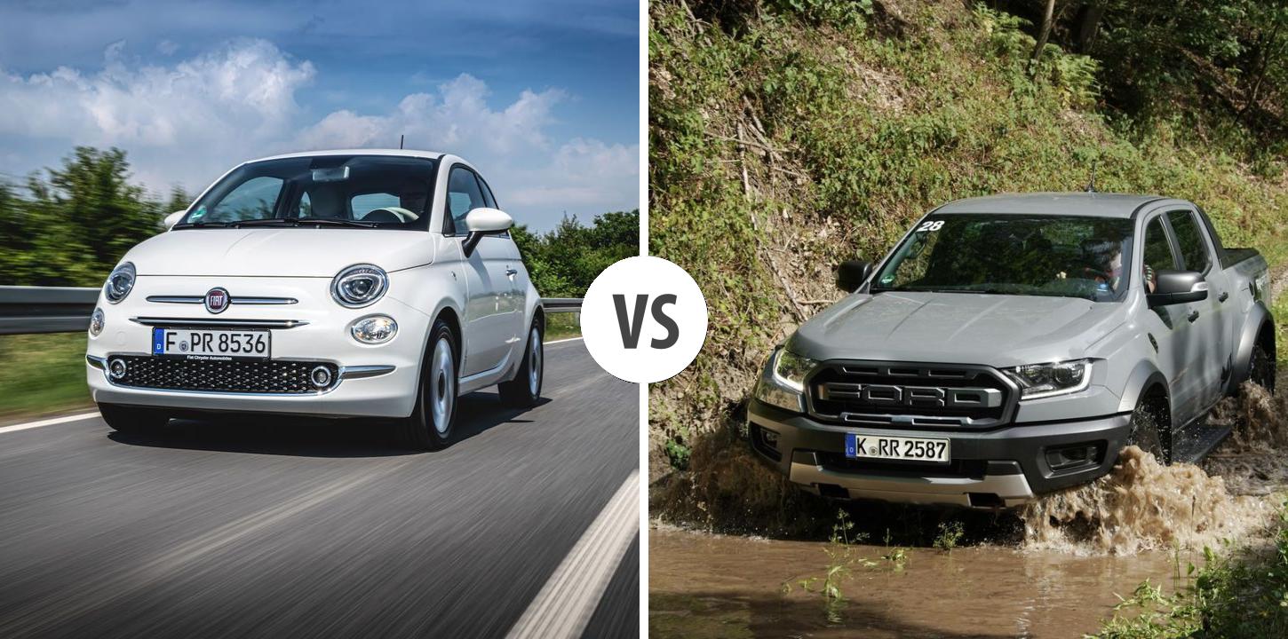 FIAT 500 VS Ford Ranger Autovergleich | AUTOGOTT.AT