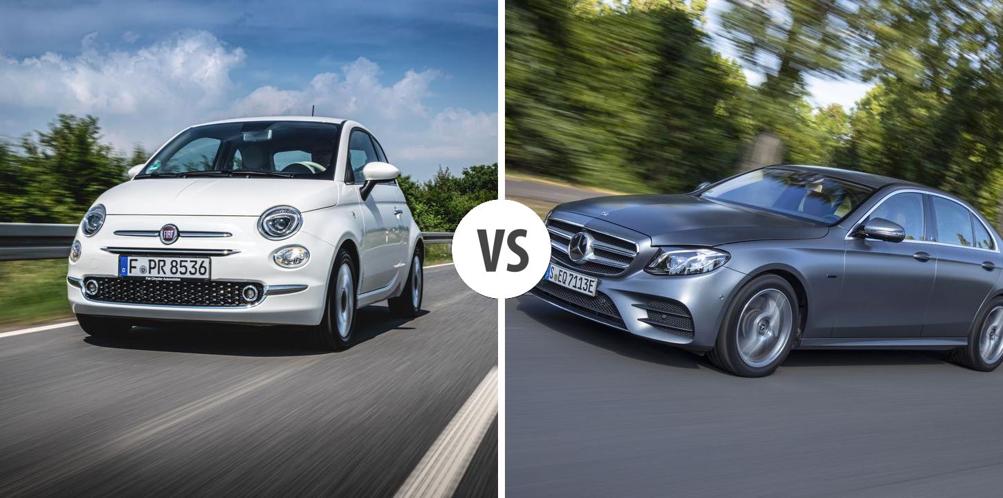 FIAT 500 VS Mercedes E-Klasse Limousine – Vergleiche Preise, Leistung ...