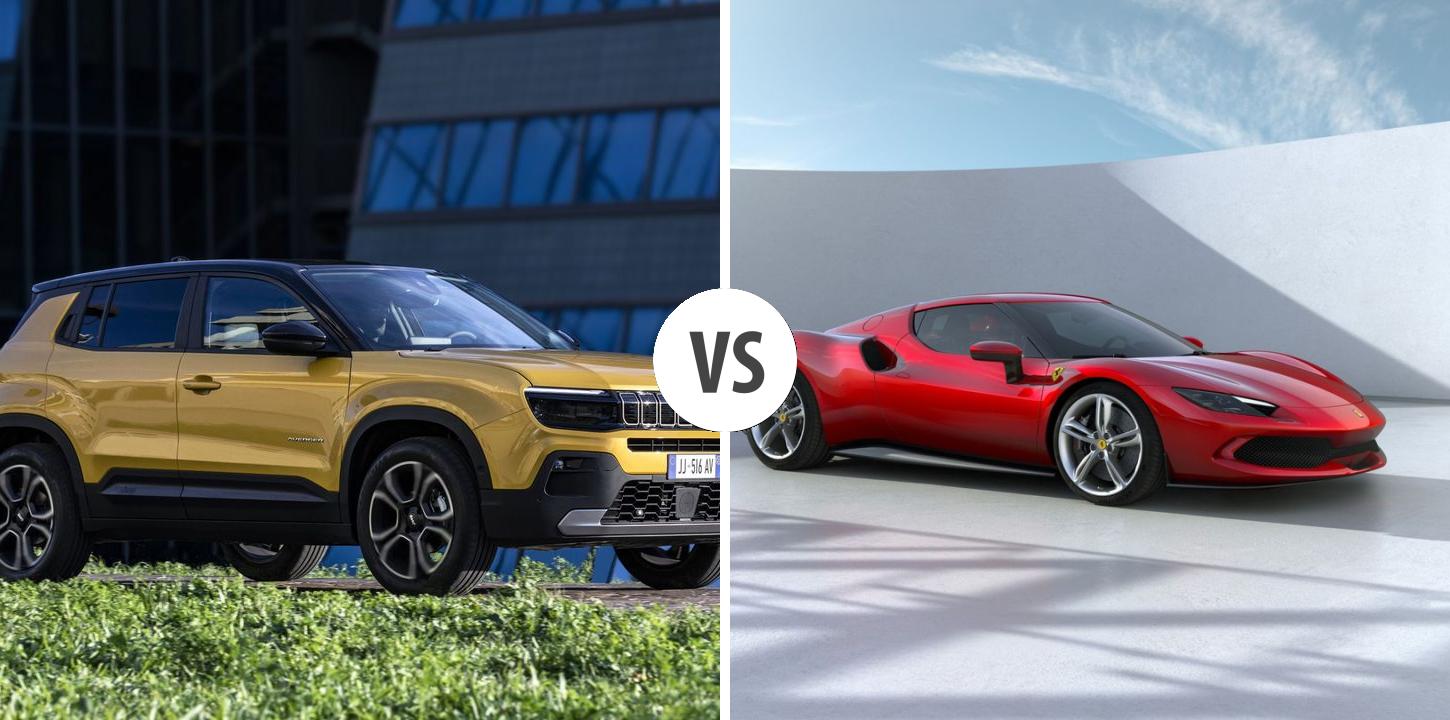 Jeep Avenger VS Ferrari 296 Coupé Autovergleich | AUTOGOTT.AT
