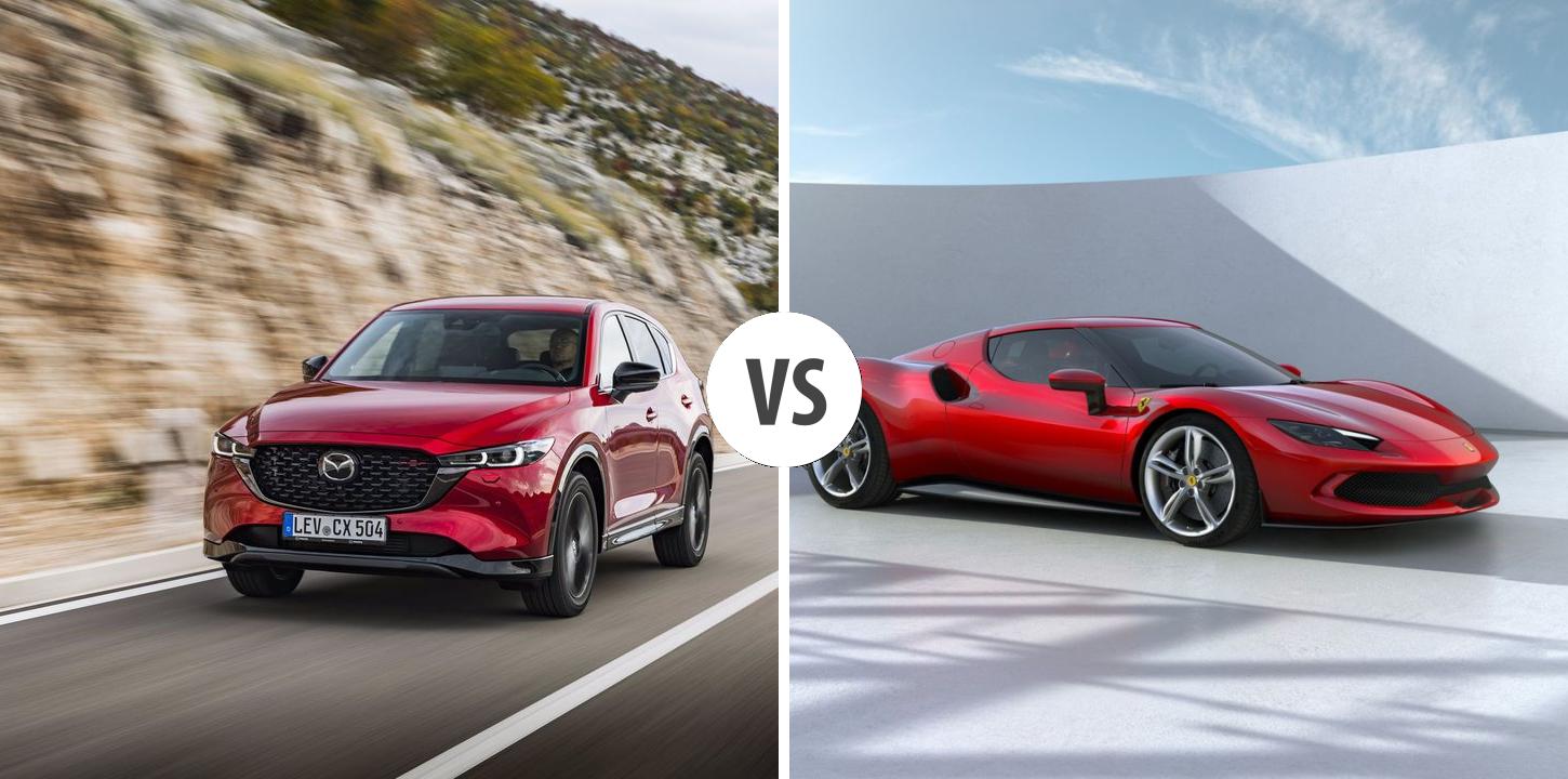Mazda CX-5 VS Ferrari 296 Coupé Autovergleich | AUTOGOTT.AT