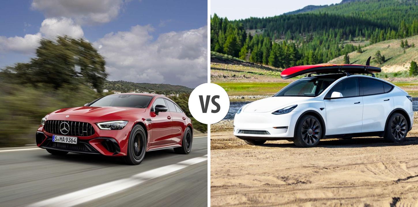 Mercedes AMG GT 4-Türer Coupé VS TESLA Model Y Autovergleich | AUTOGOTT.AT