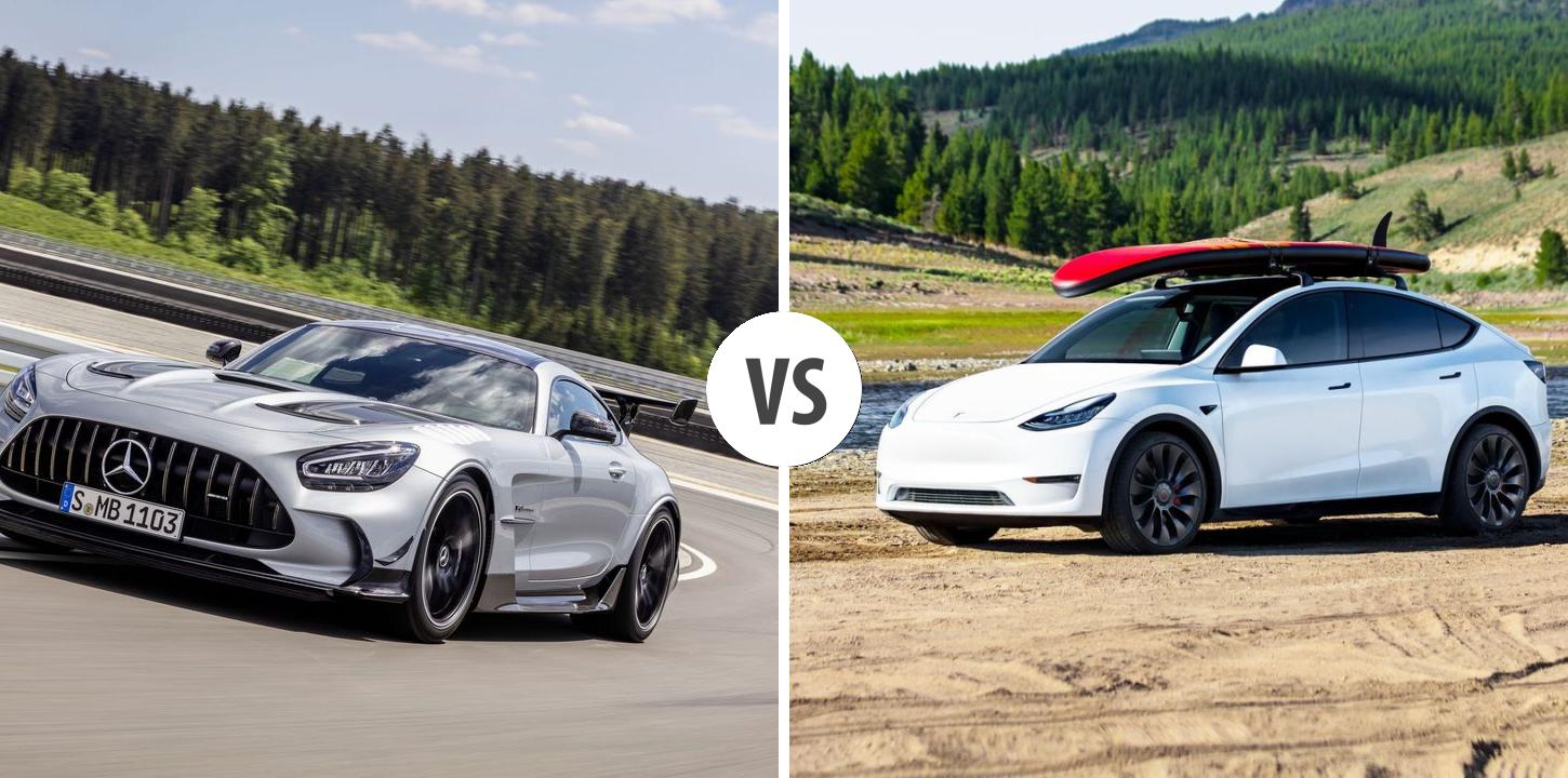 Mercedes AMG GT Coupé VS TESLA Model Y Autovergleich | AUTOGOTT.AT