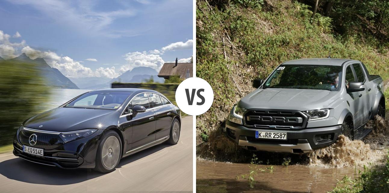 Mercedes EQS Limousine VS Ford Ranger Autovergleich | AUTOGOTT.AT