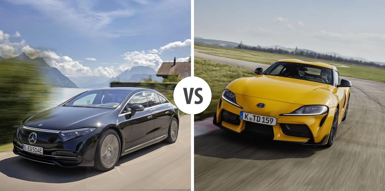 Mercedes EQS Limousine VS Toyota Supra Autovergleich | AUTOGOTT.AT
