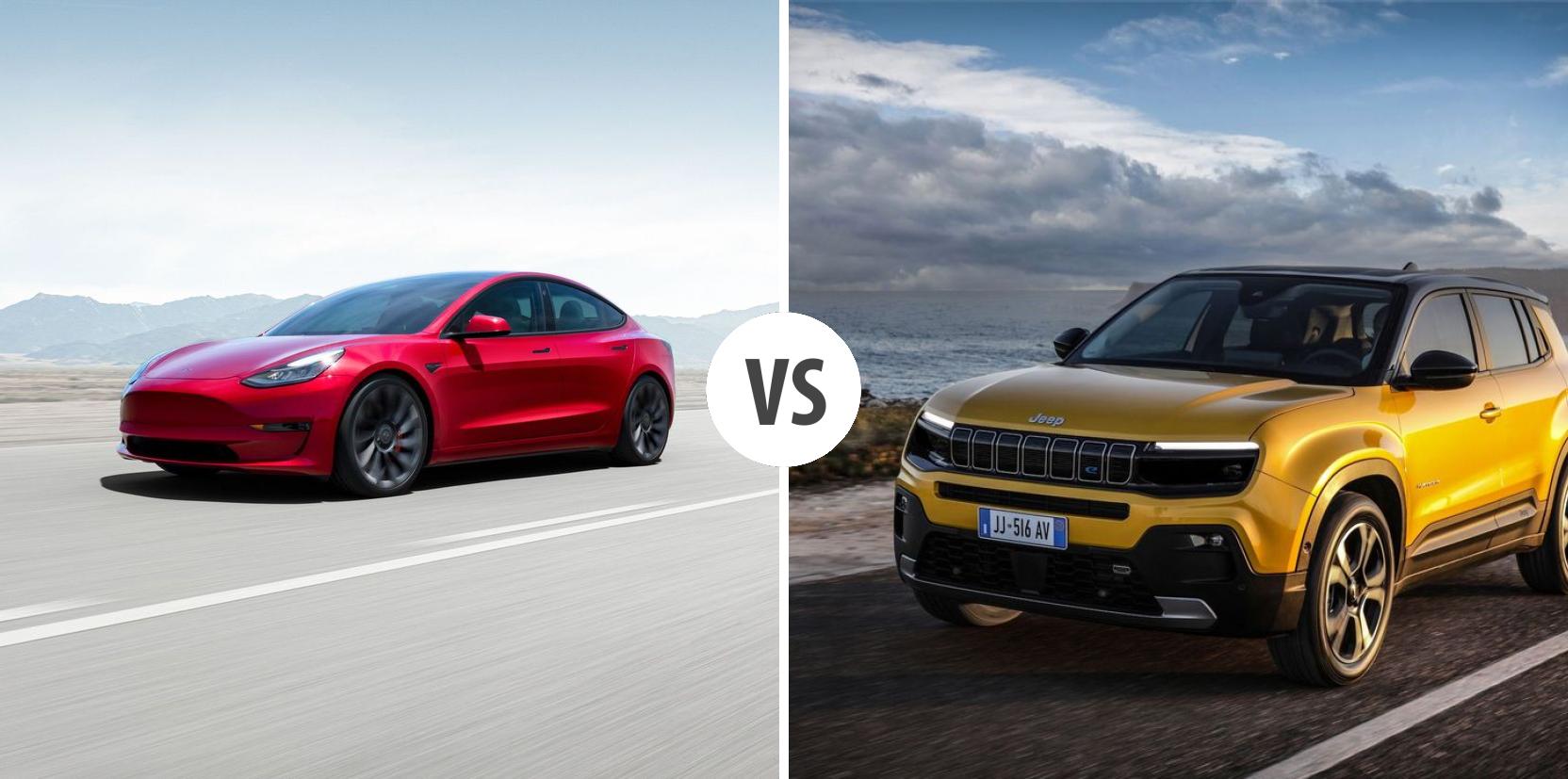 TESLA Model 3 VS Jeep Avenger Electric – Vergleiche Preise, Leistung ...