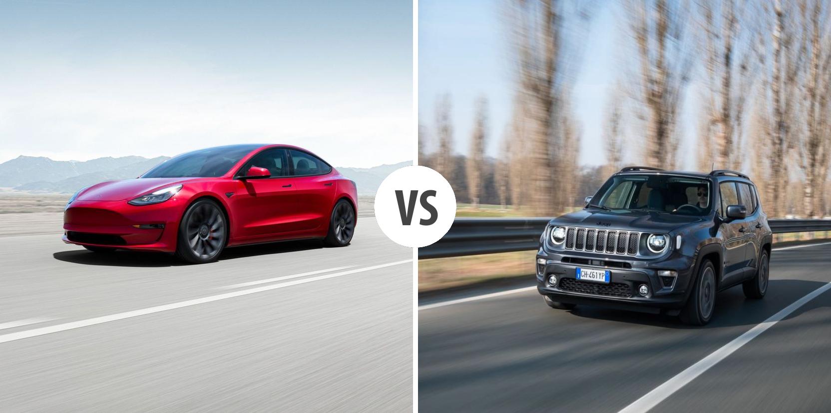 TESLA Model 3 VS Jeep Renegade – Vergleiche Preise, Leistung ...