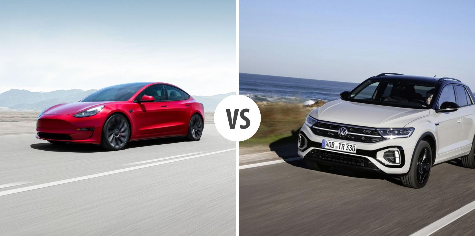 TESLA Model 3 VS Volkswagen T-Roc – Vergleiche Preise, Leistung ...